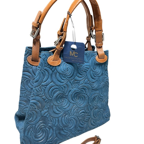 massimo castelli | Bags | New Massimo Castelli Blue And Tan Womens Bag ...